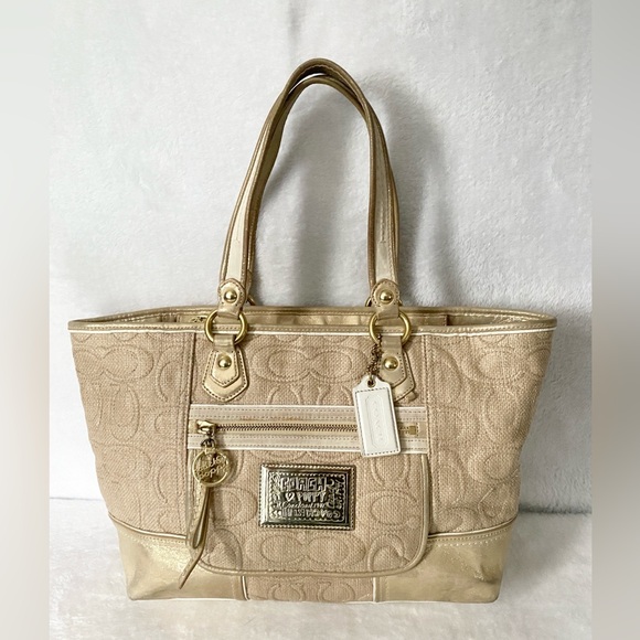 Coach | Bags | Coach Poppy Raffia Leather Signature Zip Tote | Poshmark
